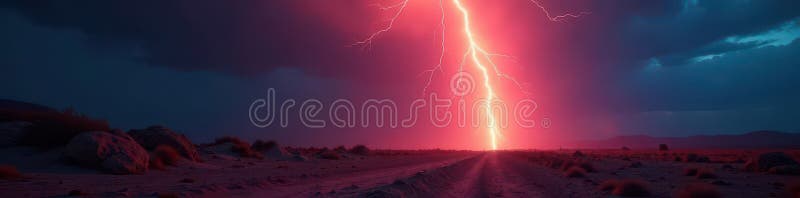 Fork Lightning Striking Dry Earth during Violent Storm, Electrical ...