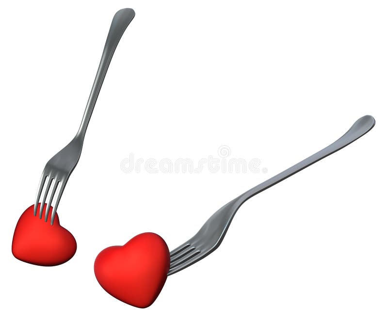 Fork Metal Hearts Two stock illustration. Illustration of tool - 137012993