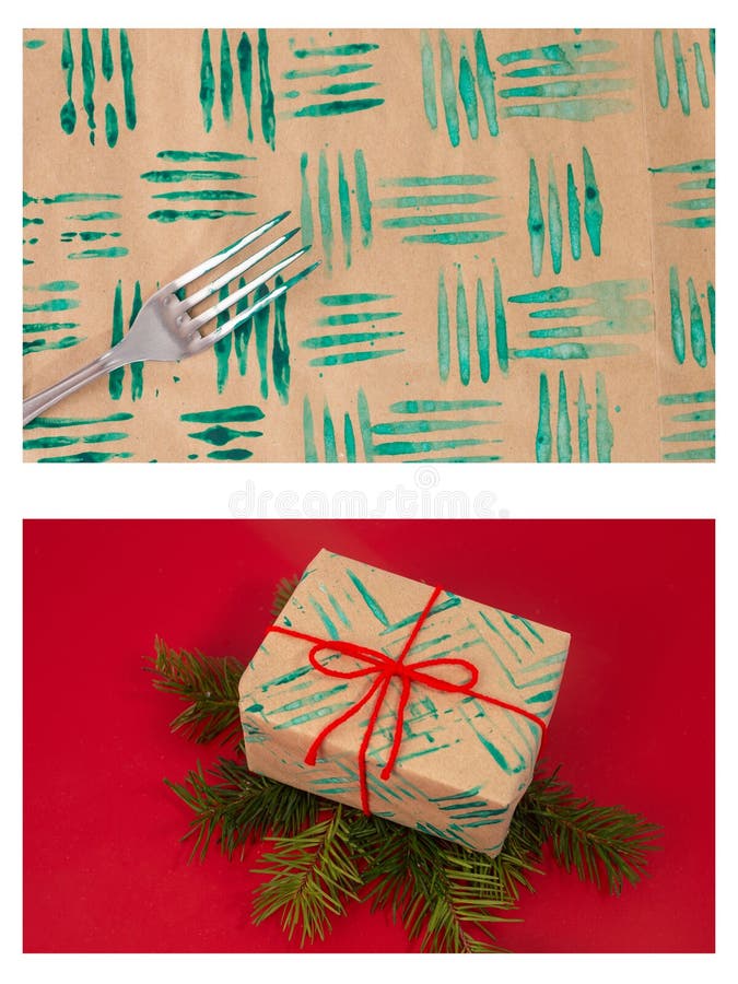 Fork and Paint Decorative Stamp Tutorial, DIY Personalized Wrapping ...
