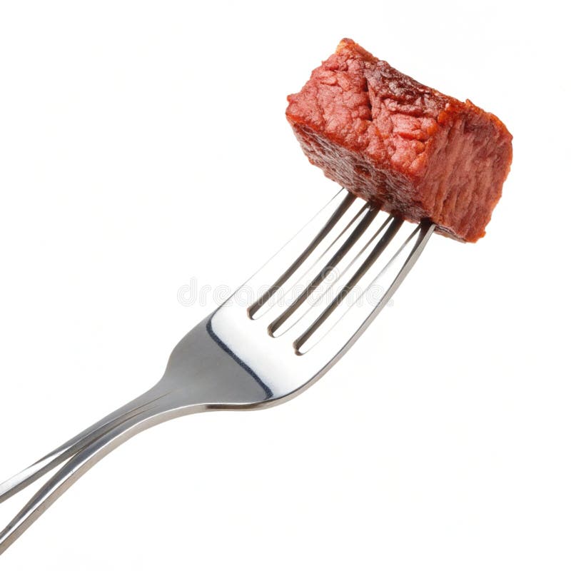 A Fork with a Piece of Meat on it on a Transparent Background Stock ...