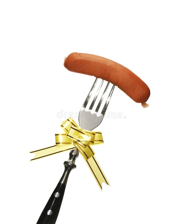 Fork Piercing through a Sausage Stock Image - Image of eating, studio ...