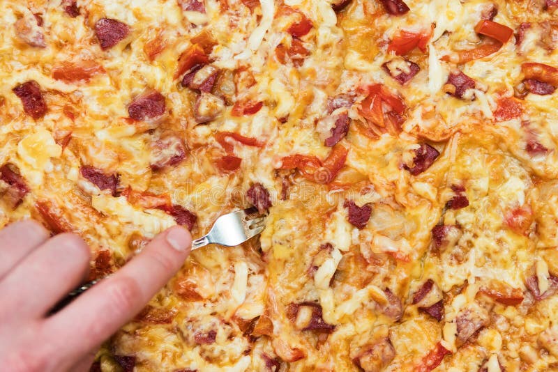 Fork in the pizza stock photo. Image of italian, delicious - 106604882