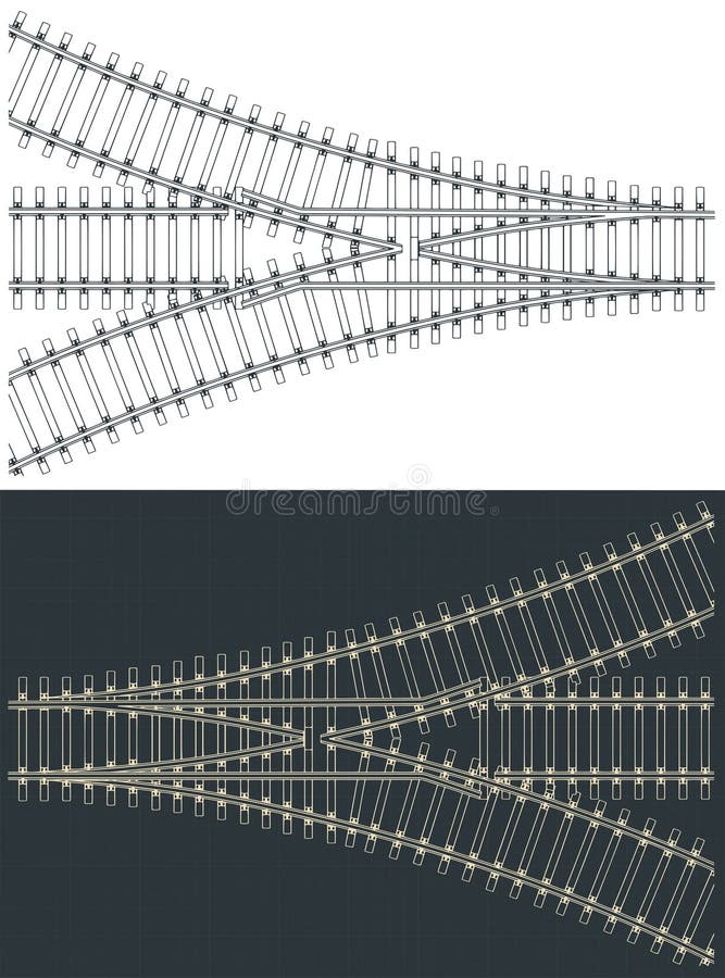 Fork in the Railway Tracks Technical Drawings Stock Vector ...
