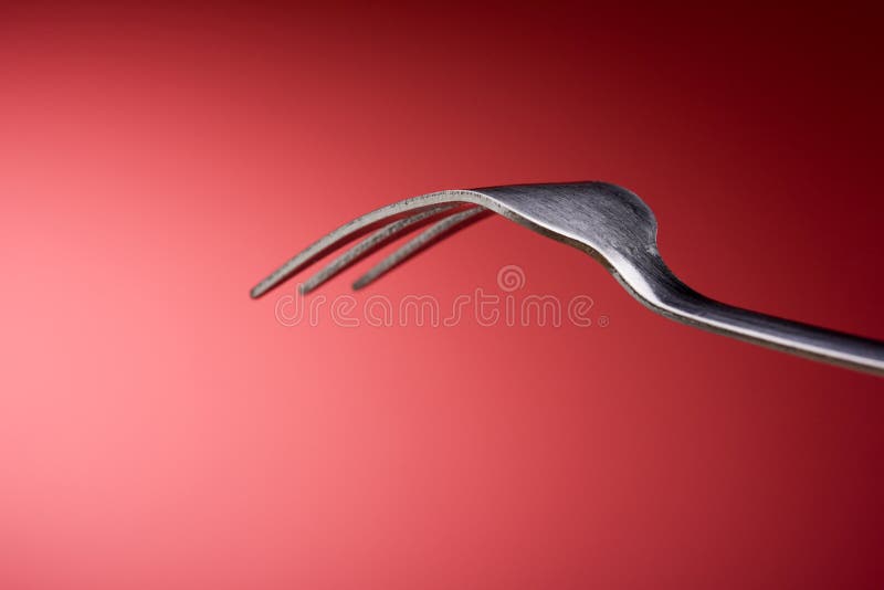 Fork in Red Background in Studio Stock Image - Image of color ...
