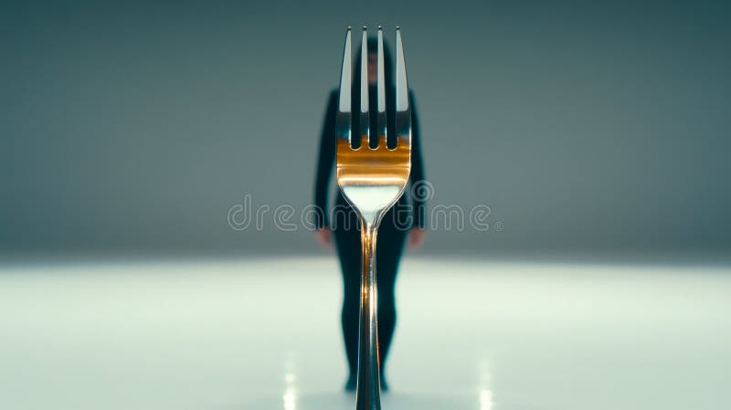 Fork Reflection Creating Abstract Silhouette Stock Image - Image of ...