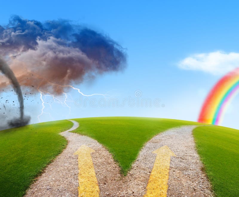 Fork in the Road Choice Concept Illustration Stock Image - Image of ...