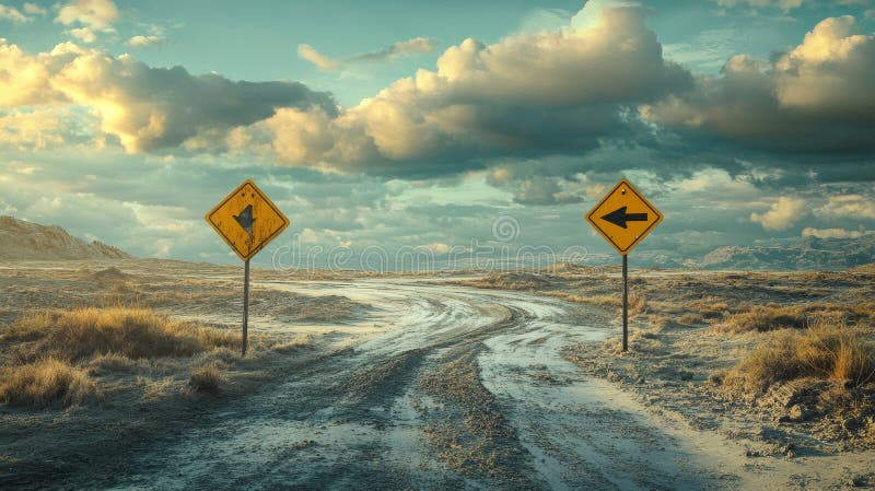 Fork in the Road Choosing Your Path Forward a Dusty Road Splits into ...