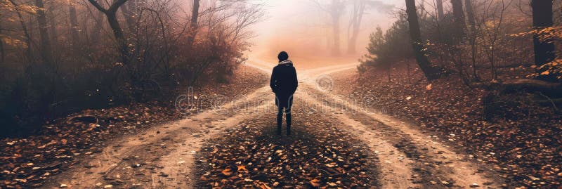 Fork in the Road: a Person Standing at a Fork in the Road, Symbolizing ...