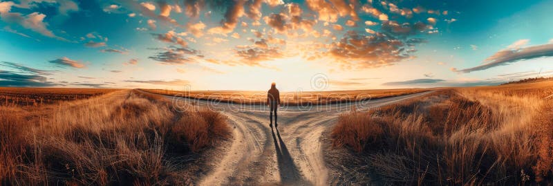 Fork in the Road: a Person Standing at a Fork in the Road, Symbolizing ...