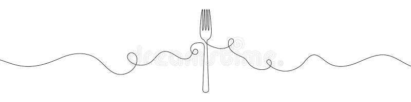 Fork Shape in Continuous Line Drawing Style. Line Art of Fork ...