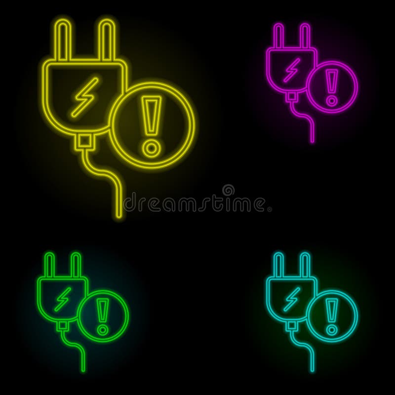 Fork Sign Neon Color Set Icon. Simple Thin Line, Outline Vector of ...
