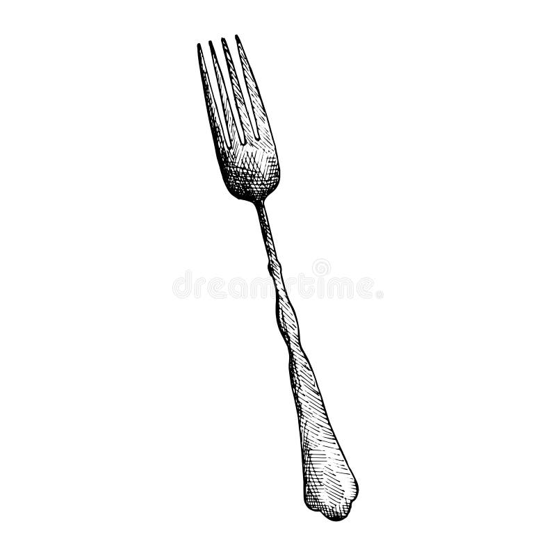 Fork Sketch. Vector Isolated on White Background Stock Vector ...