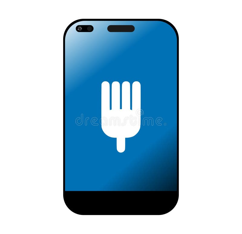 Fork on Smartphone, Icon, Colors, Isolated. Stock Illustration ...