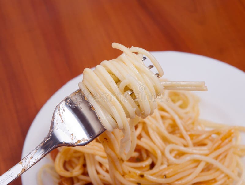Fork with spaghetti stock photo. Image of meal, meat, ingredients - 5112978