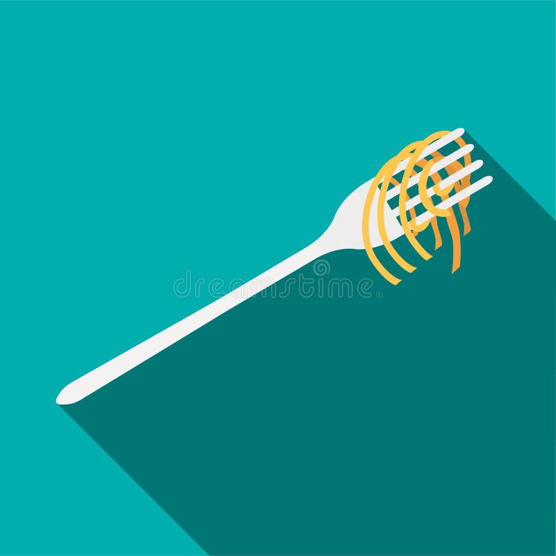 Fork with Spaghetti Icon, Flat Style Stock Vector - Illustration of ...