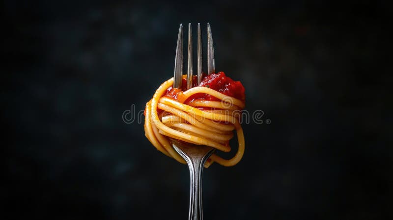 Fork with Spaghetti and Tomato Sauce Stock Photo - Image of pasta ...
