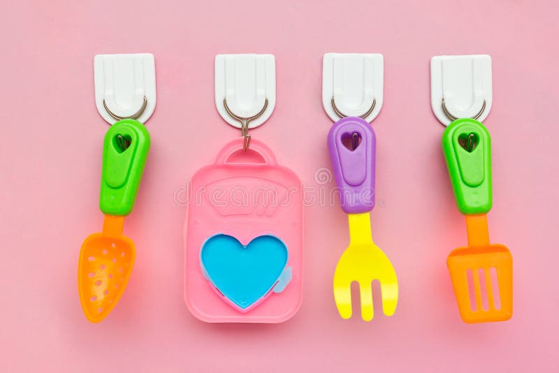 Fork and Spoon Isolated on a Pink Background Stock Image - Image of ...