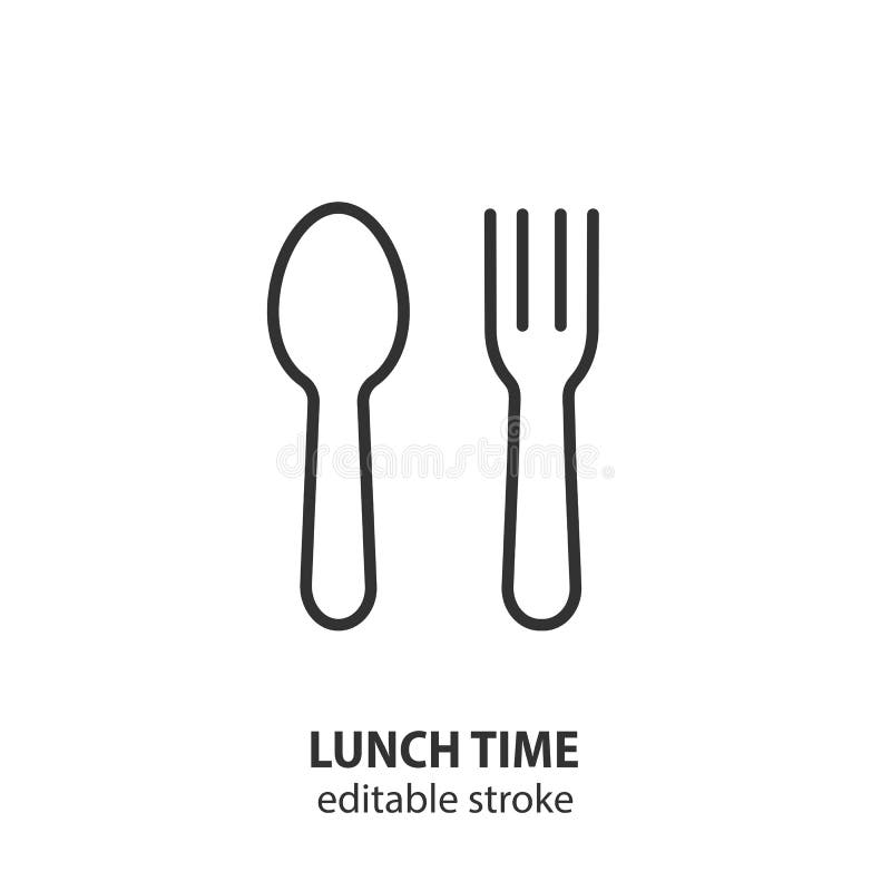Fork and Spoon Line Icon. Lunch Time Vector Symbol Stock Vector ...