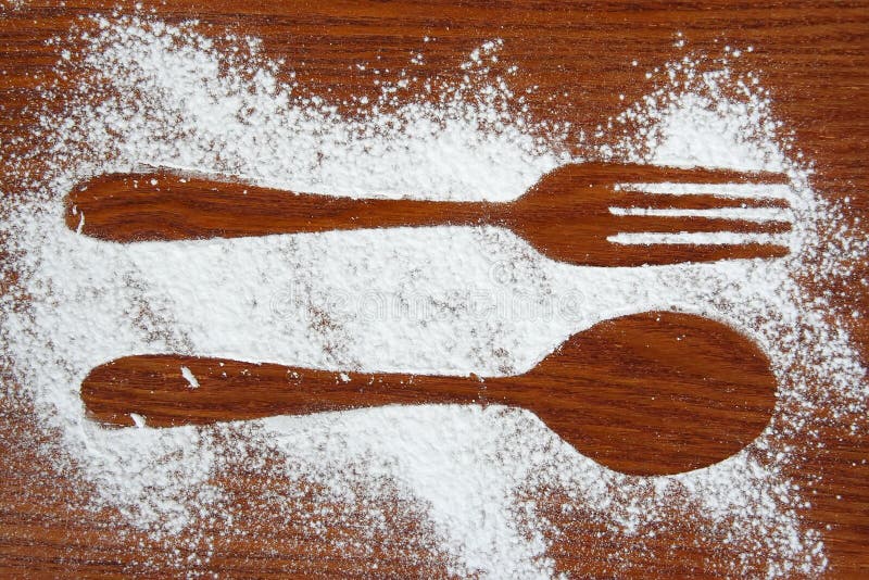 Fork and a Spoon Shadow. Fork and a Spoon Made of Sugar Powder Stock ...