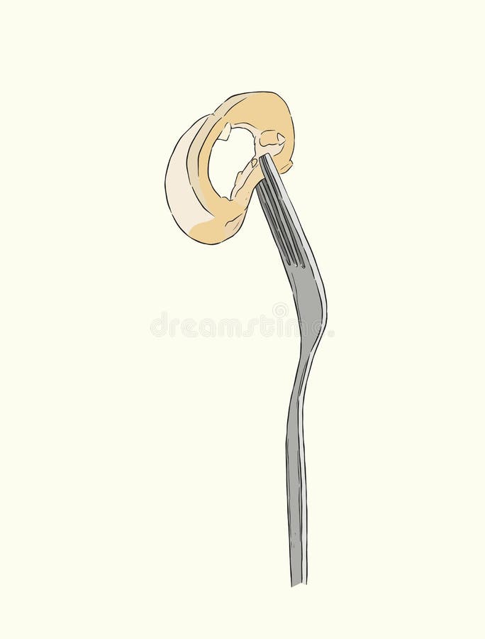 Fork with Squid , Hand Draw Sketch Vector. Stock Vector - Illustration ...