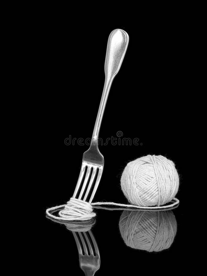 Fork and String. Practice Eating Spaghetti. Stock Photo - Image of ...