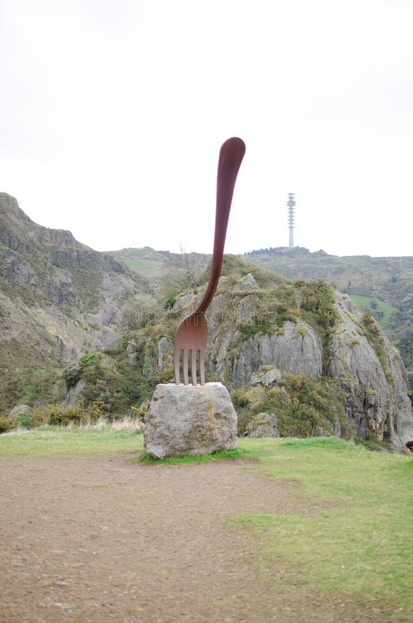 Fork Stuck in Stone in Mountain Landskape Editorial Image - Image of ...