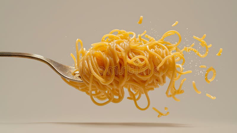 Fork with Tangled Spaghetti on Plain Background Stock Photo - Image of ...
