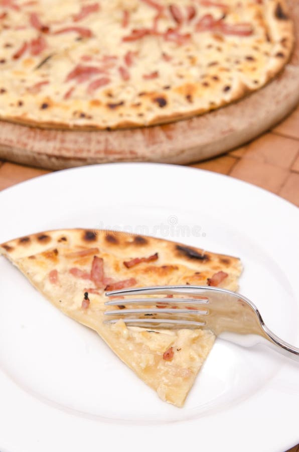 Fork with tarte flambee stock image. Image of flammekueche - 27411879