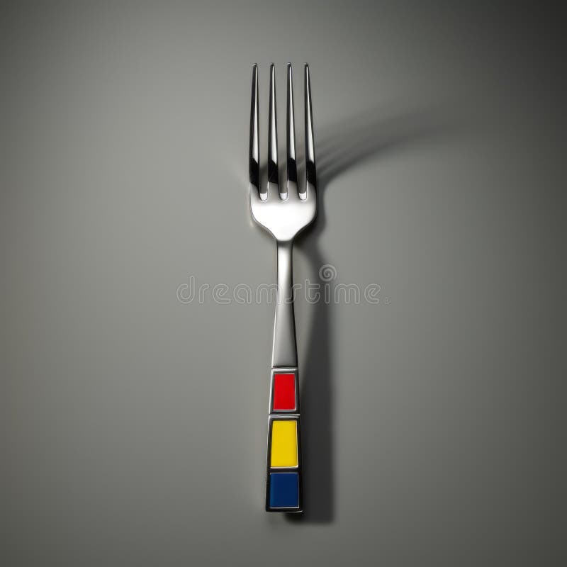 Melancholic Symbolism: 3d Model of Fork in Blue, Yellow, and Red Stock ...