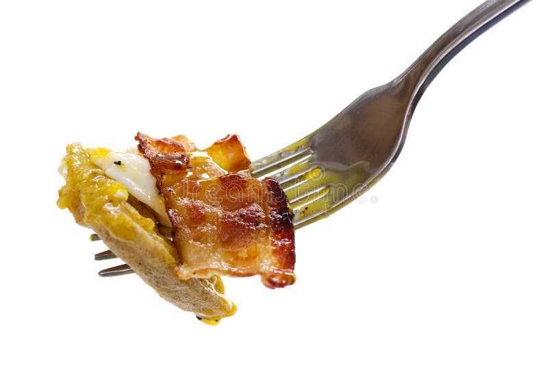 Fork with Waffle, Egg, and Bacon Stock Image - Image of fork, white ...