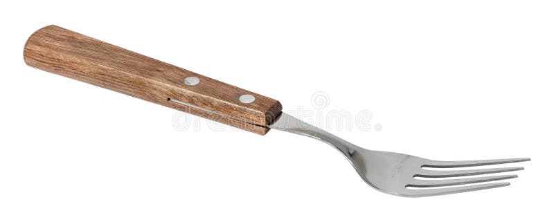 Fork with a Wooden Handle on a White Isolated Background Stock Photo ...