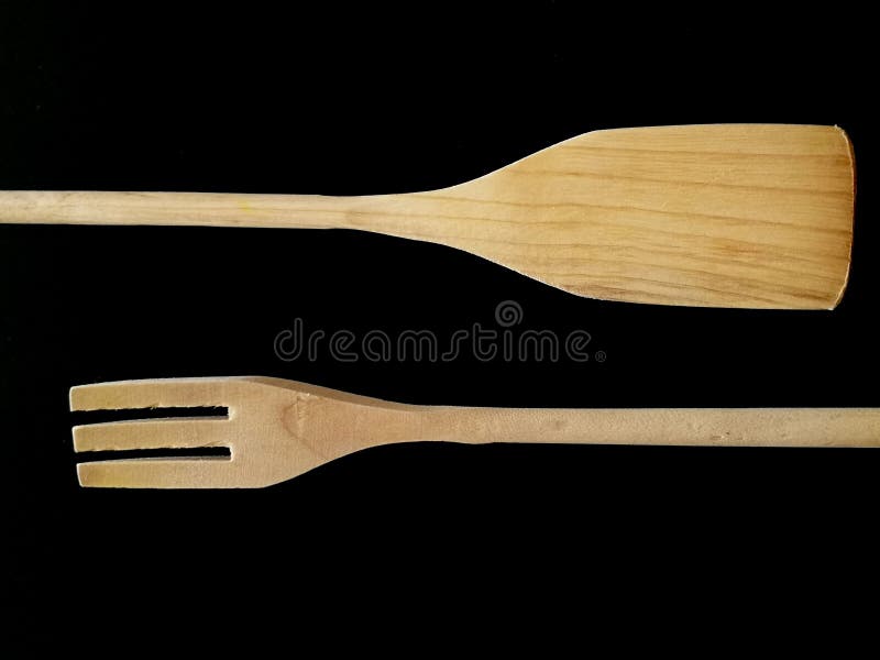 Fork and wooden spoon stock photo. Image of bathroom - 95468502