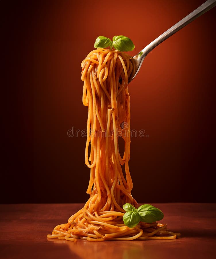 Fork Wrapped in Delicious Spaghetti Stock Illustration - Illustration ...