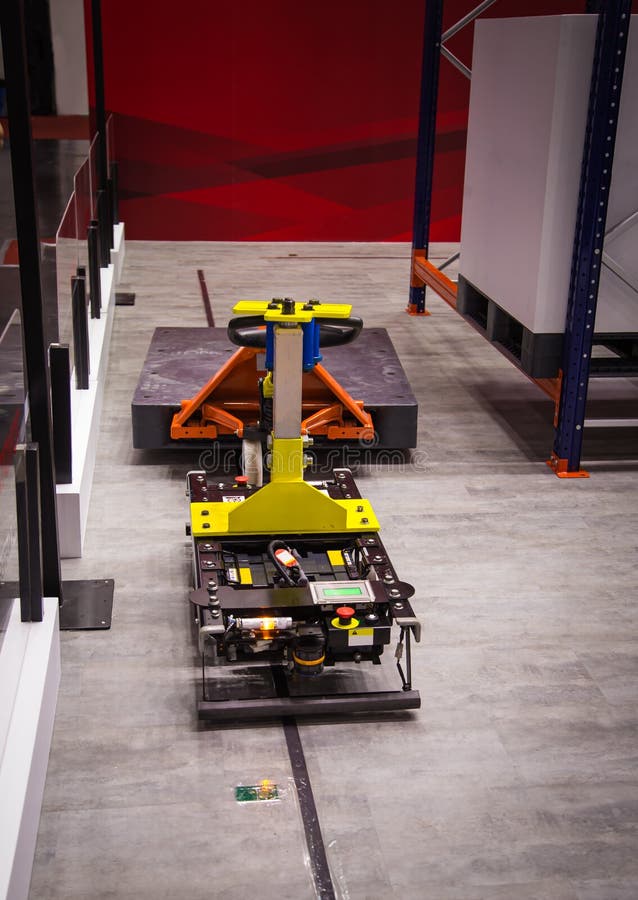Forked Automatic Guided Vehicles AGV Stock Image - Image of assembly ...