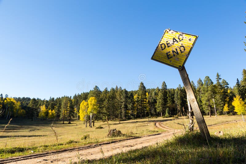 Forked Dirt Road Dead End Sign Stock Image - Image of path, sign: 46927371