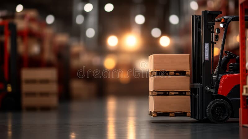 Forklift in Action, Efficiently Handling and Transporting Stacked Boxes ...