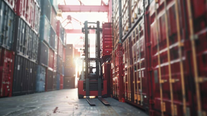 A Forklift in Action in a Large Warehouse. Suitable for Industrial ...