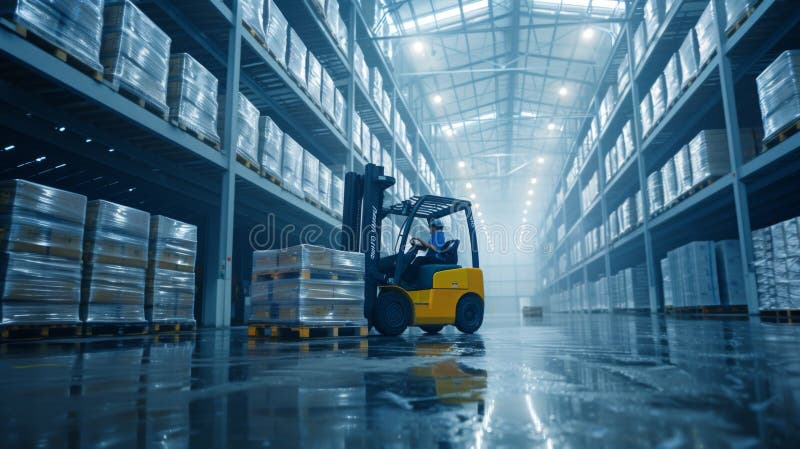 Forklift in Action at Warehouse. AI Generated Stock Photo - Image of ...