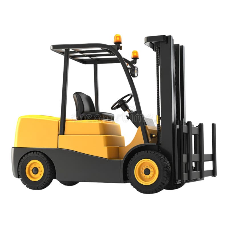Forklift Against Transparent Background for Industrial Content Warehouse Safety Materials or ...
