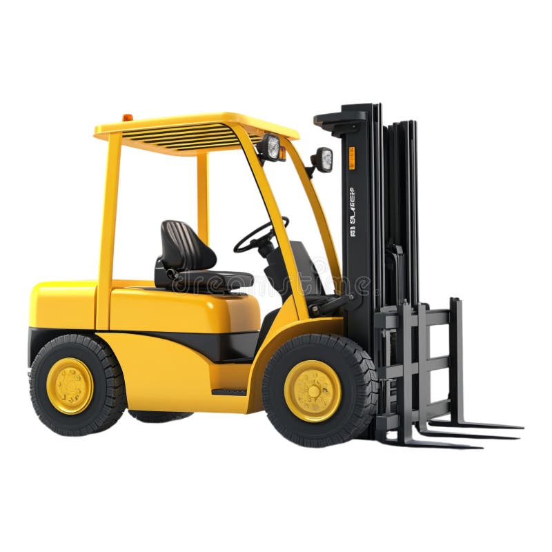 Forklift Against Transparent Background for Industrial Content, Warehouse Safety Materials, or ...