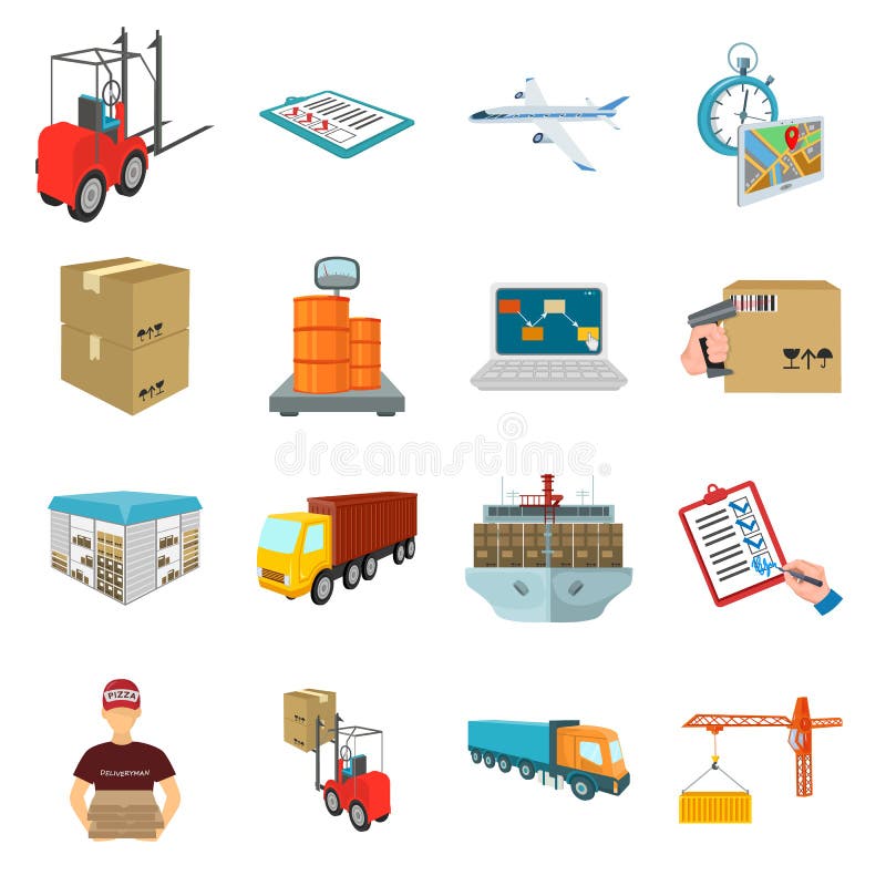 Forklift, Cargo Plane, Goods, Documents and Other Items in the Delivery ...
