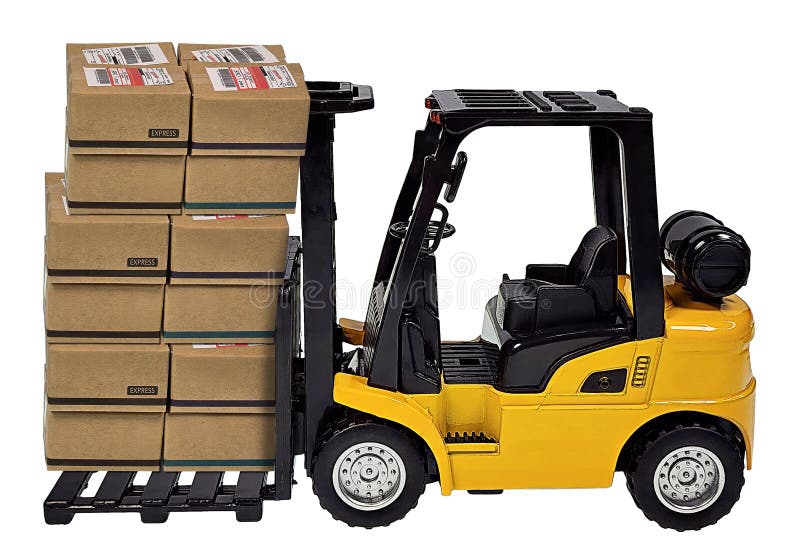 Forklift Carrying Shipping Boxes Stock Photo - Image of boxes ...