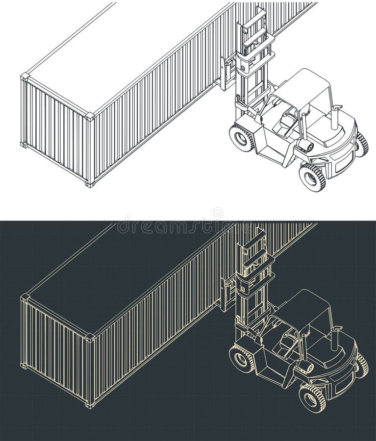Forklift and Container Close-up Stock Vector - Illustration of vehicle ...