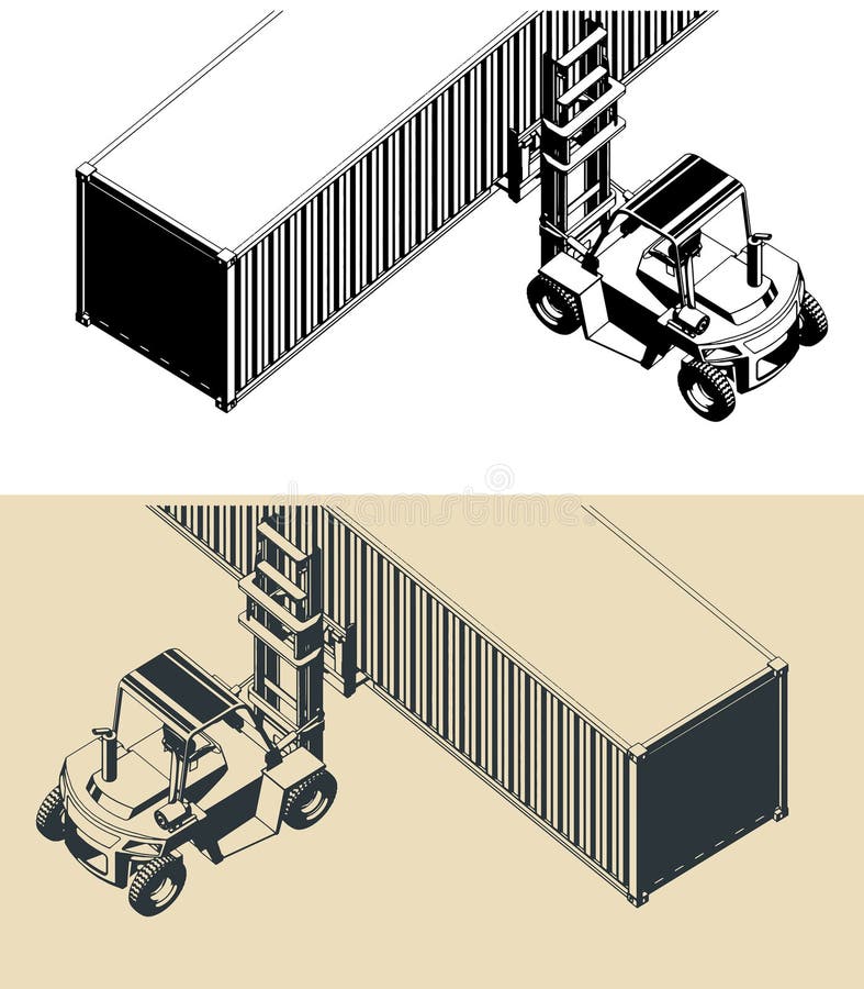 Forklift and Container Close-up Stock Vector - Illustration of transport, logistic: 286352441