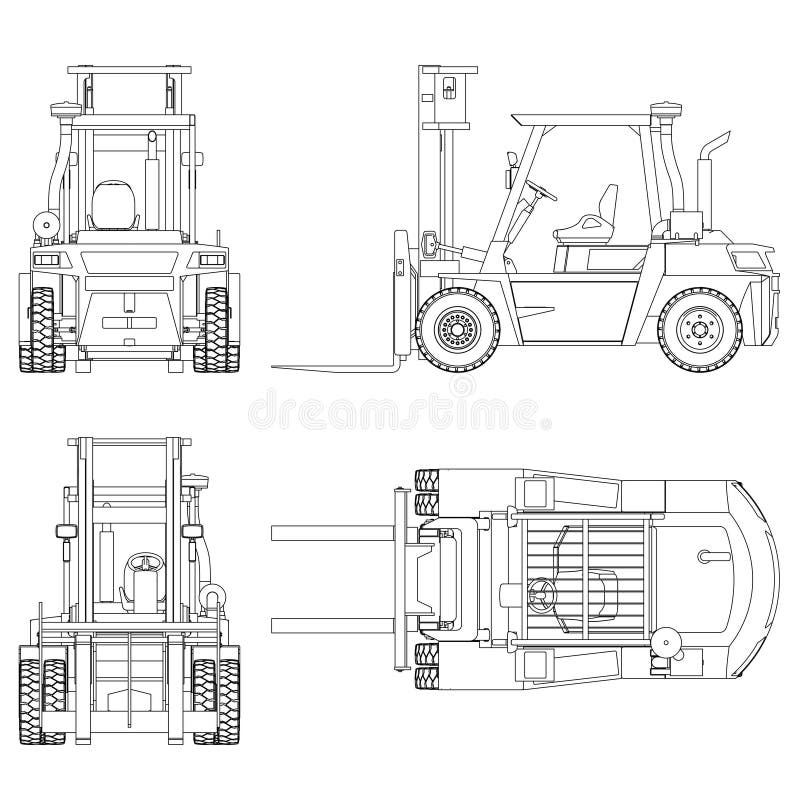 Forklift outline vector. stock illustration. Illustration of loader ...