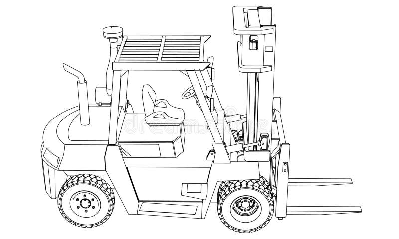 Forklift outline vector. stock illustration. Illustration of loader ...