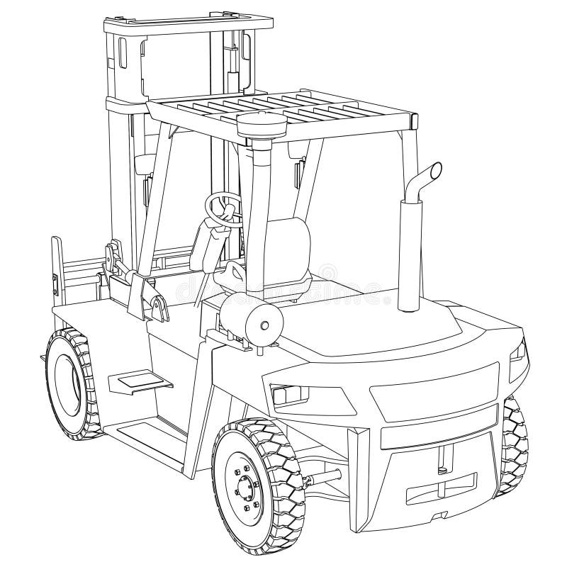 Forklift outline vector. stock illustration. Illustration of business ...