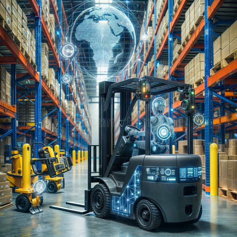 Forklift Doing Storage in Warehouse by Artificial Intelligence ...