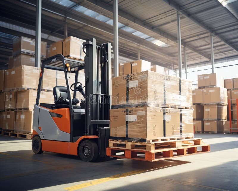 Forklift is Doing Storage in a Warehouse. Stock Illustration ...