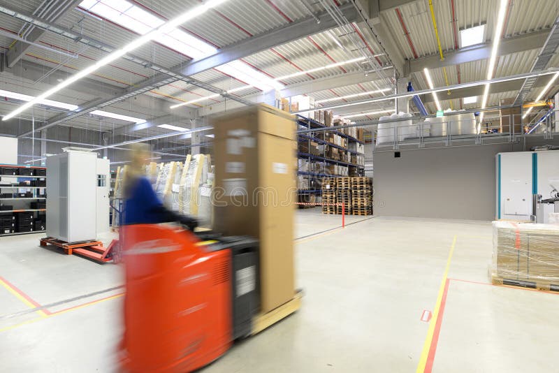 Forklift Driver in a Warehouse for Industrial Goods Stock Image - Image of factory, worker ...